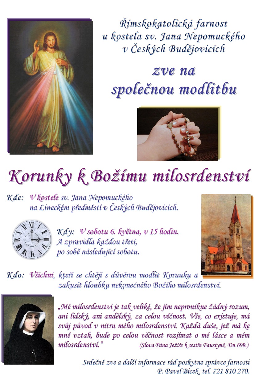 Č. BUDĚJOVICE: Modlitba Korunky k Božímu milosrdenství - Biskupství ...